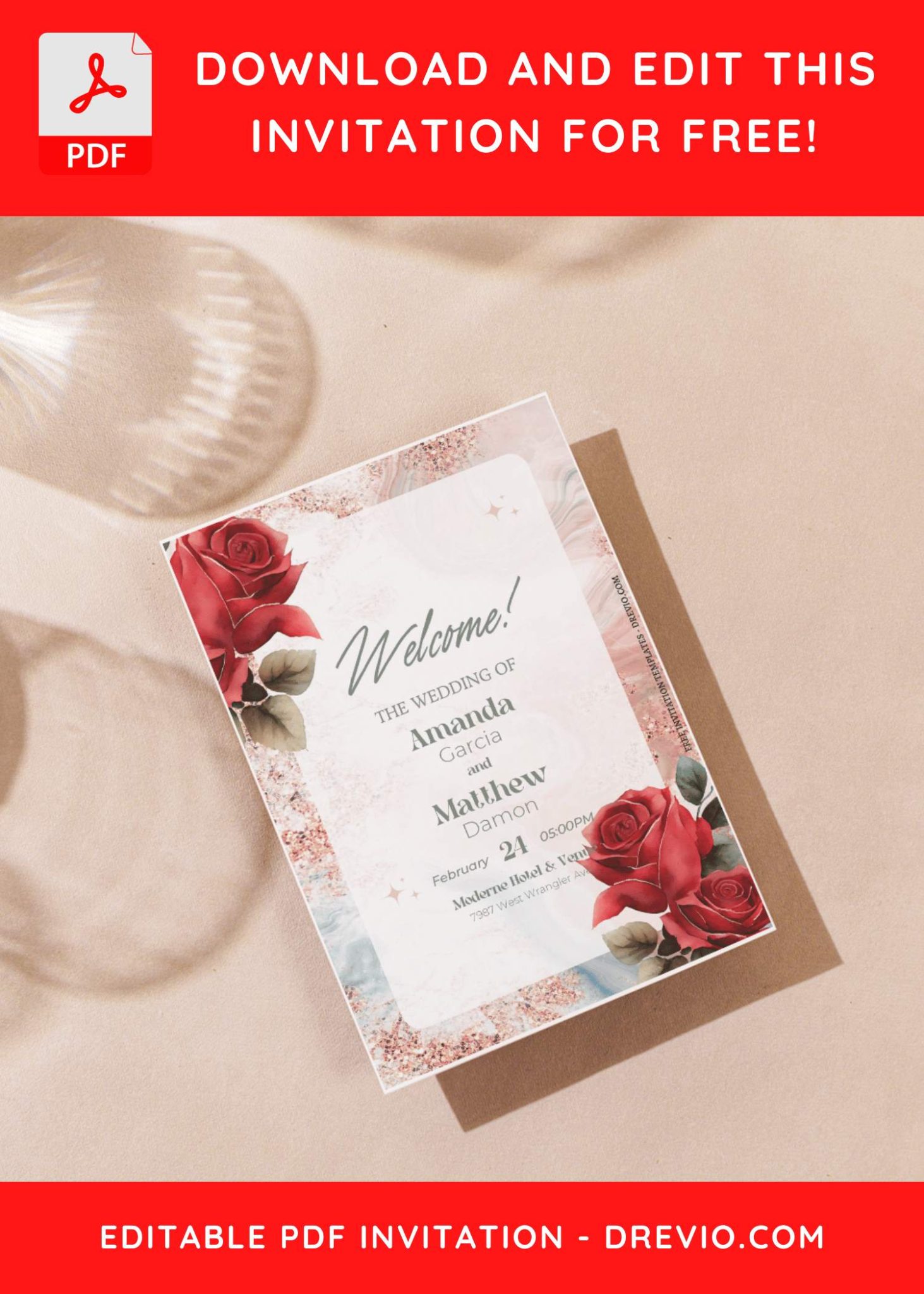 (Free Editable PDF) Nature's Embrace Wedding Invitation Templates
