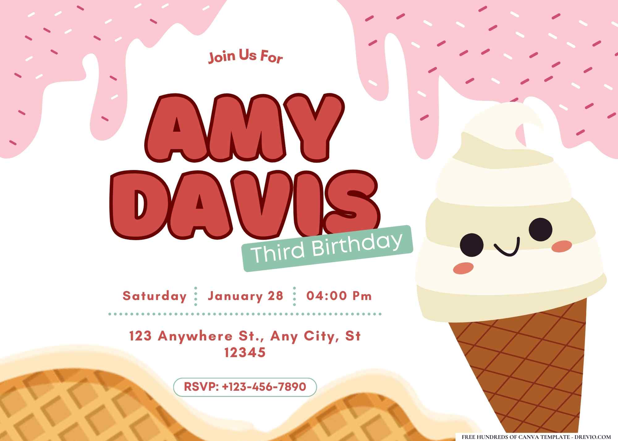 20+ Ice Cream Sundae Bar Birthday Invitation Templates