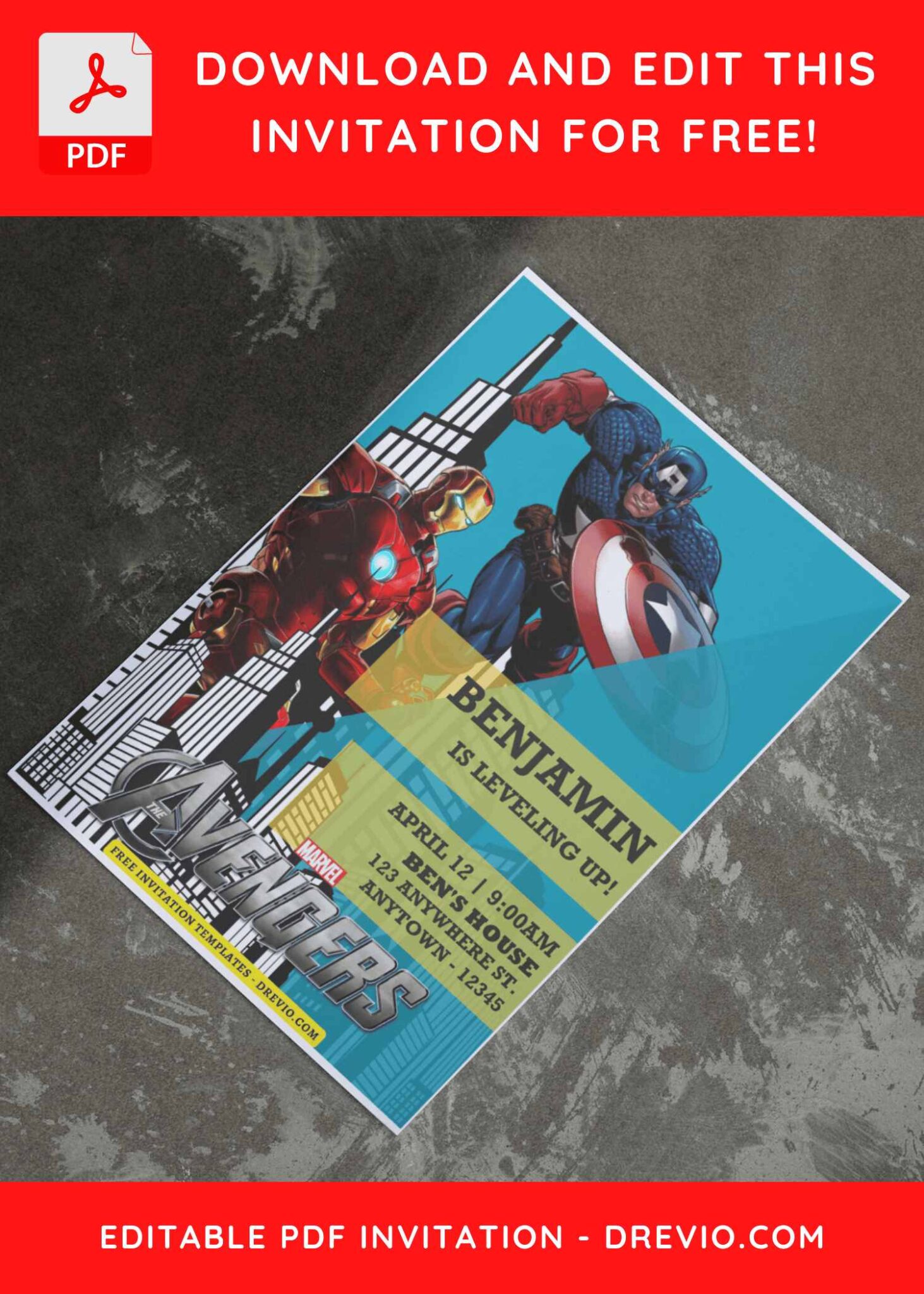 (Free Editable PDF) Marvel Avengers Birthday Invitation Templates