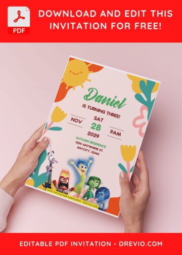 (Free Editable PDF) Colorful Inside Out Birthday Invitation Templates