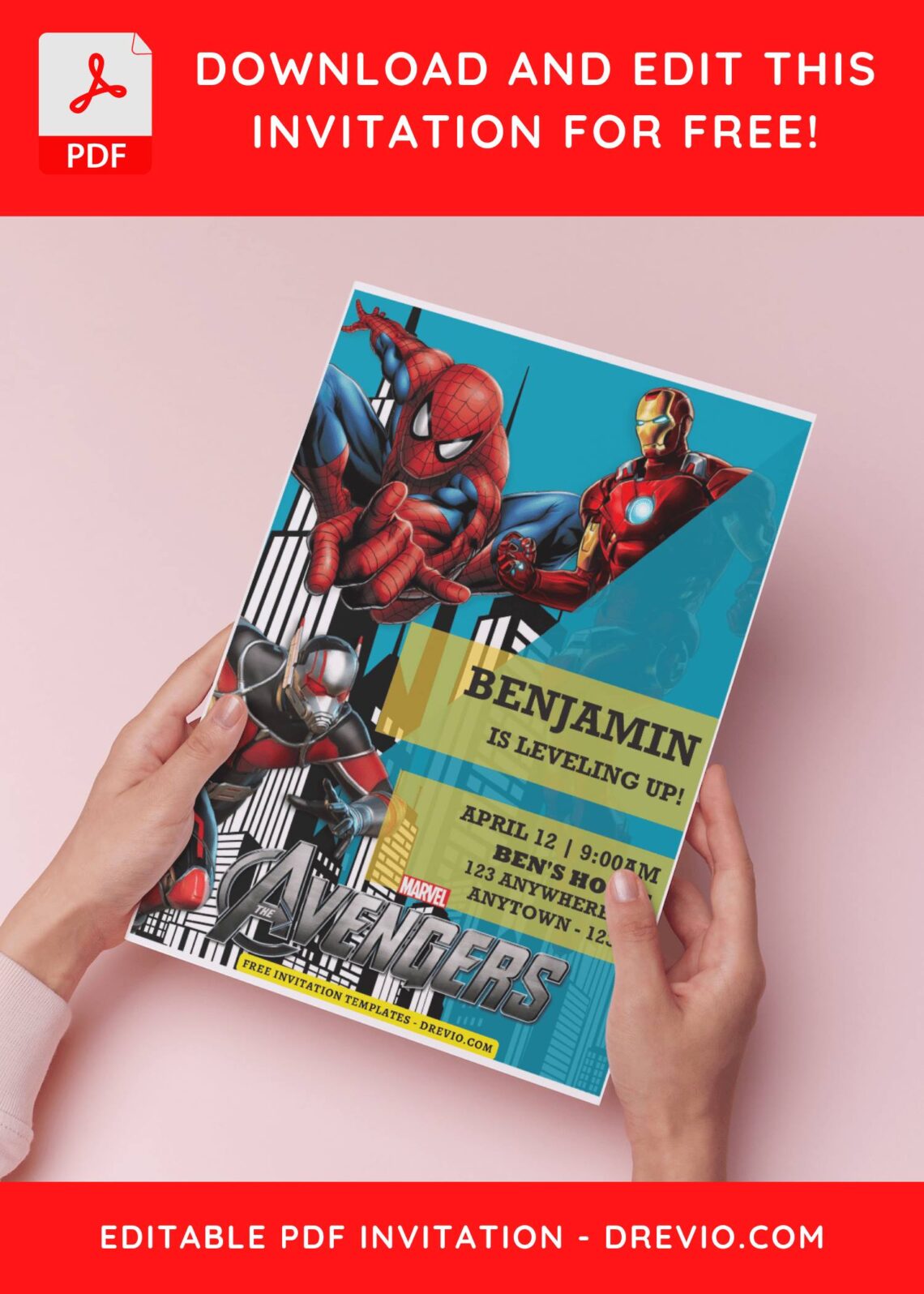 (Free Editable PDF) Marvel Avengers Birthday Invitation Templates