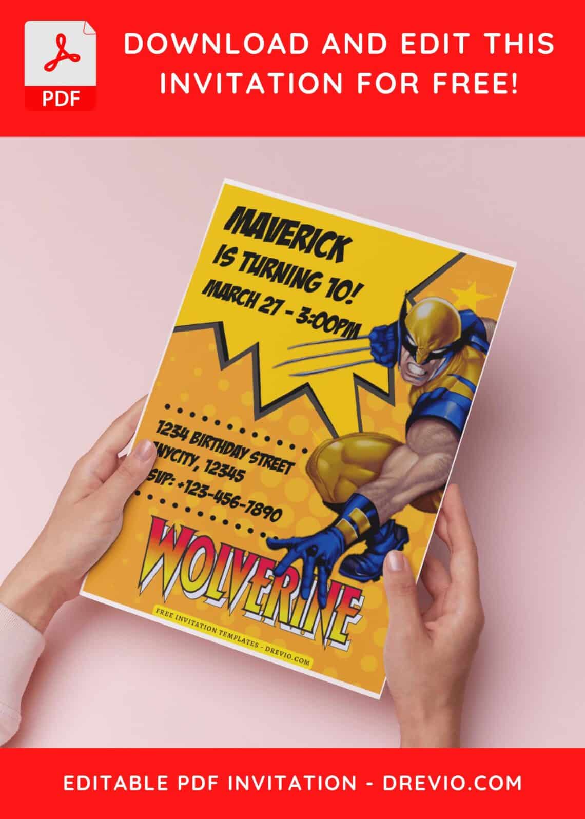 (Free Editable PDF) Awesome Wolverine Birthday Invitation Templates