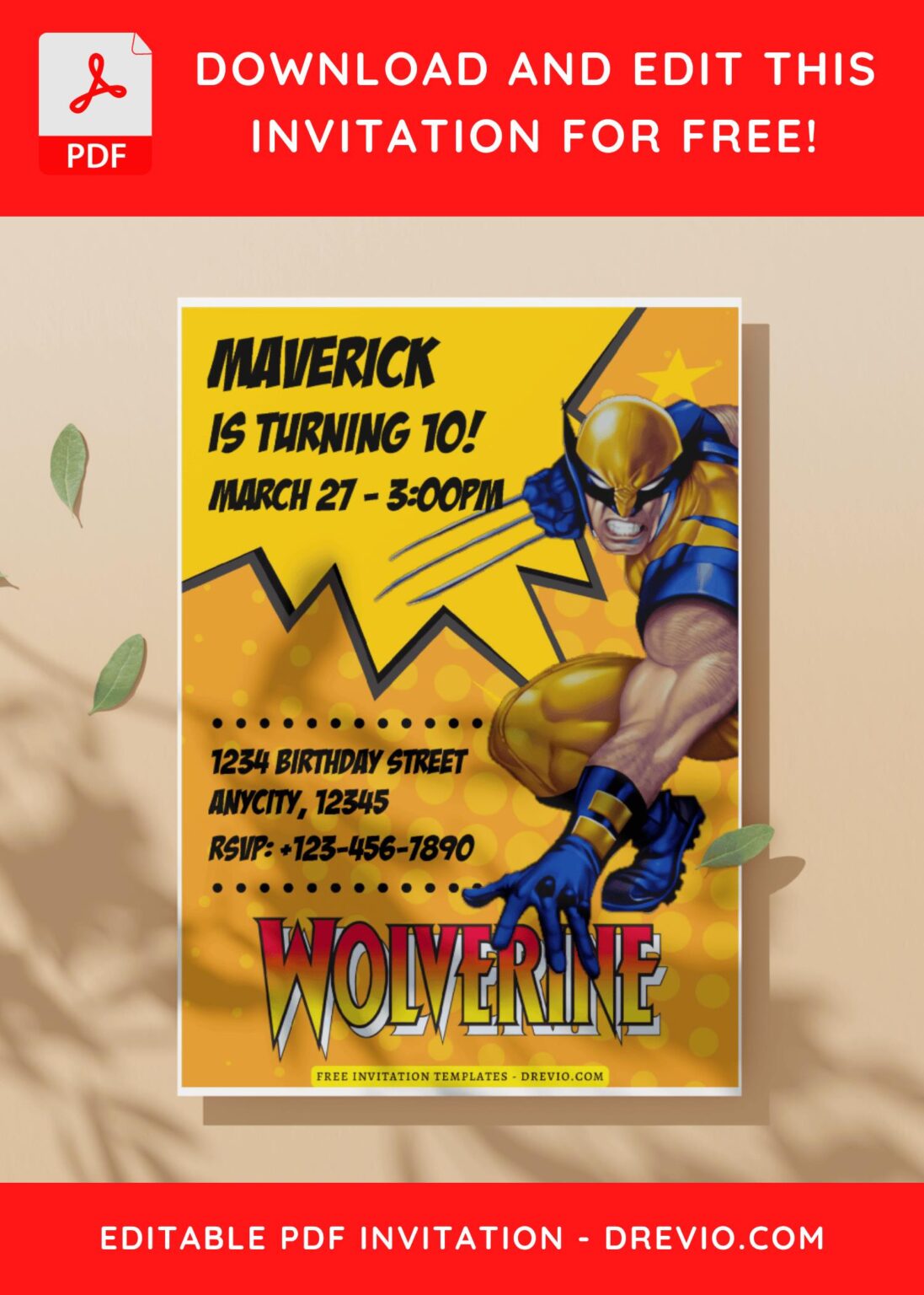 (Free Editable PDF) Awesome Wolverine Birthday Invitation Templates
