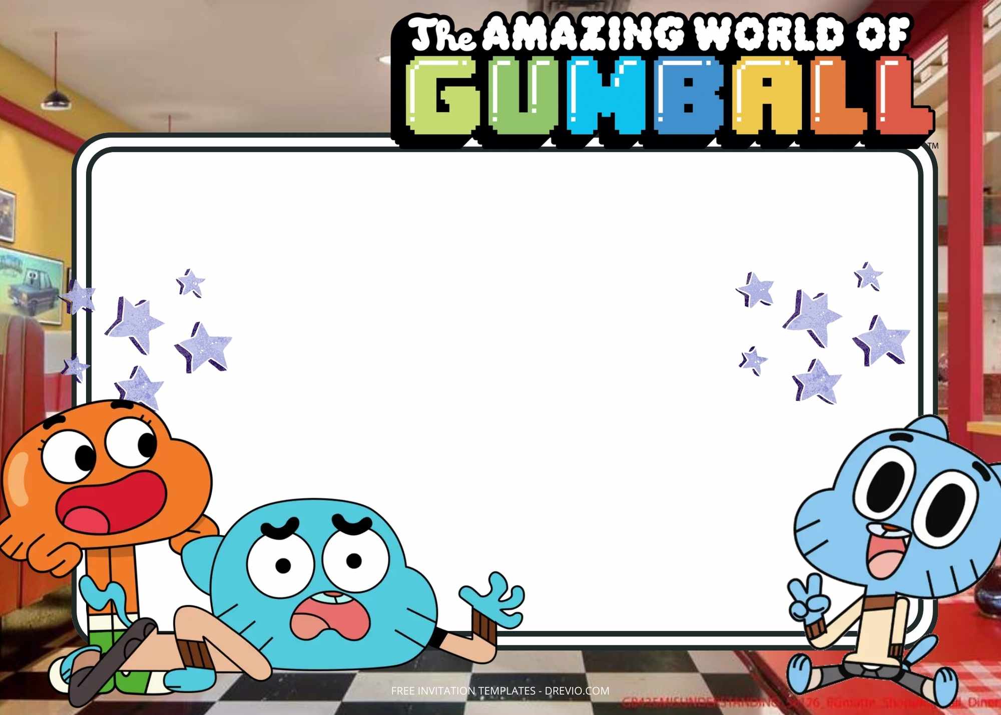 FREE Amazing World Of Gumball Birthday Invitations