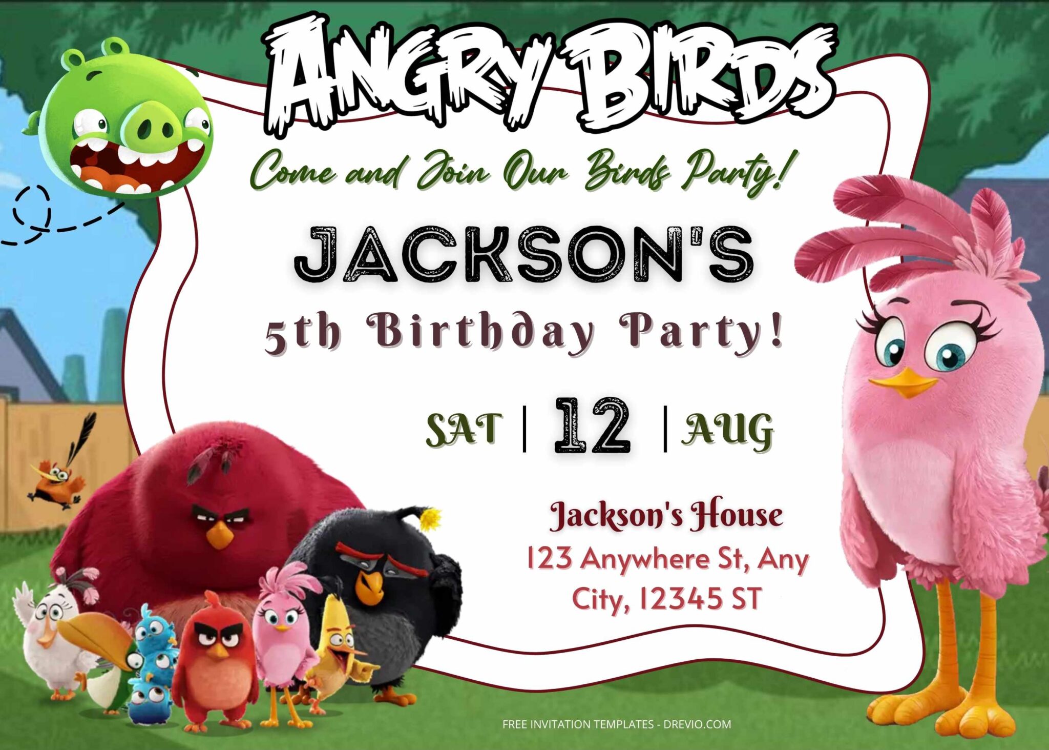 FREE Angry Birds Birthday Invitation Templates