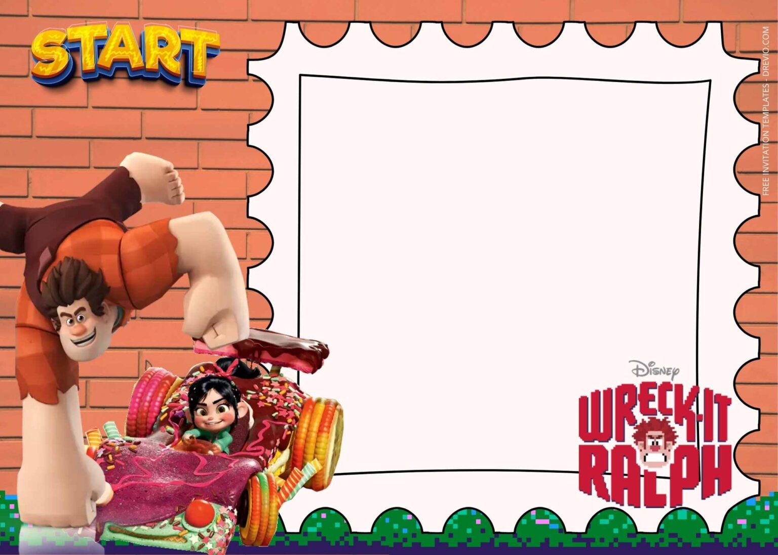 FREE Wreck It Ralph Birthday Invitation Templates