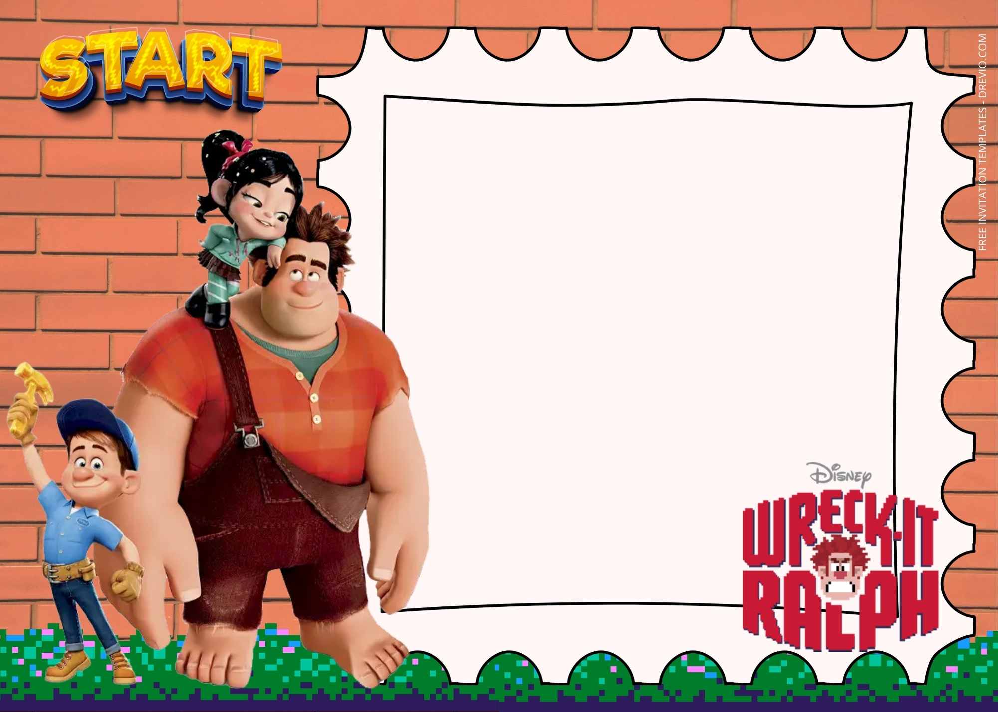 FREE Wreck It Ralph Birthday Invitation Templates