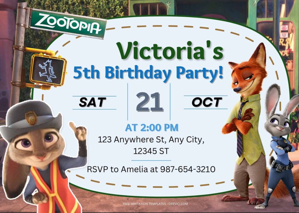 FREE Zootopia Birthday Invitation Templates