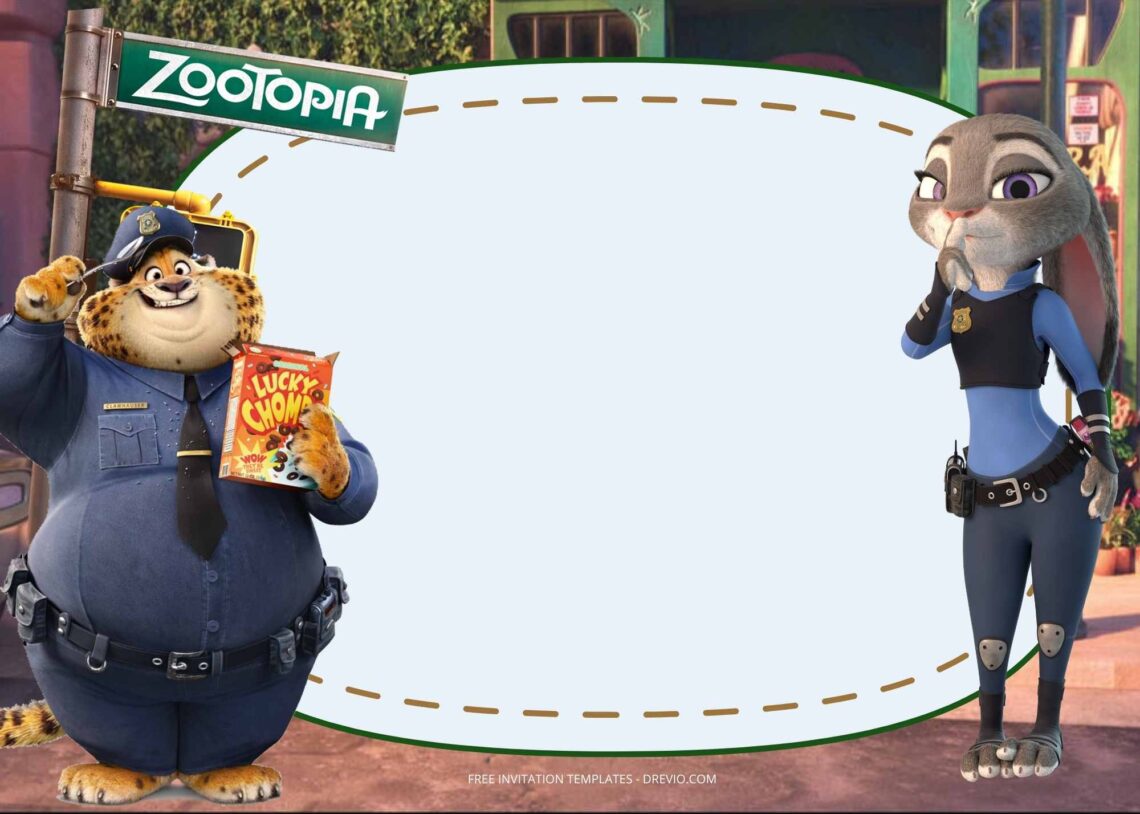 FREE Zootopia Birthday Invitation Templates