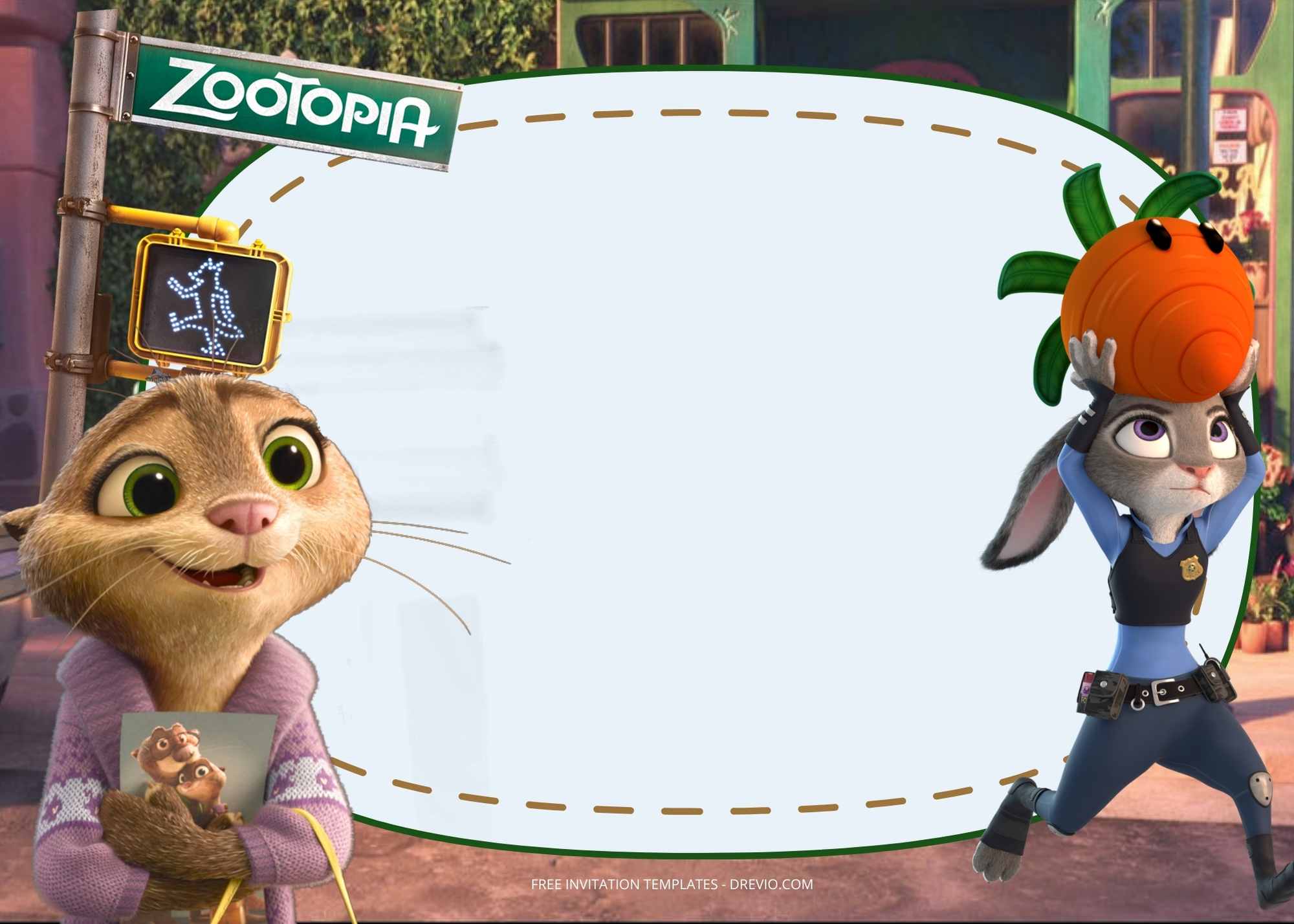 FREE Zootopia Birthday Invitation Templates