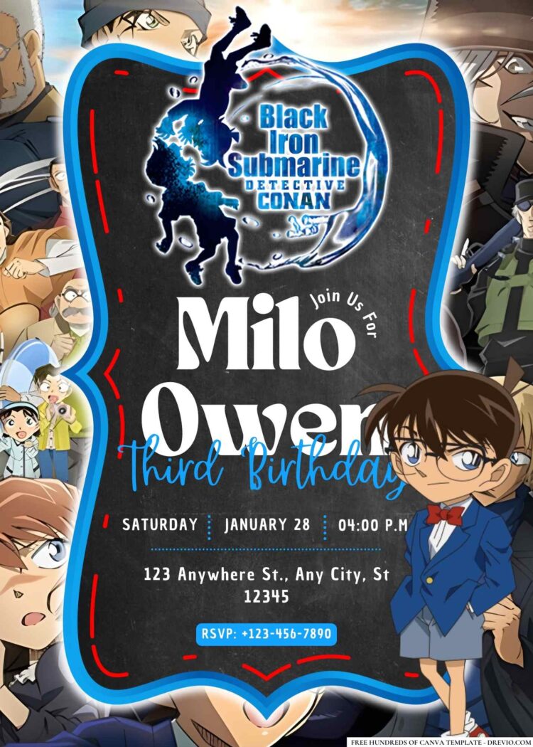 18+ Detective Conan Birthday Invitation Templates