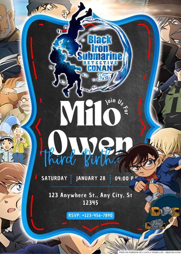 18+ Detective Conan Birthday Invitation Templates