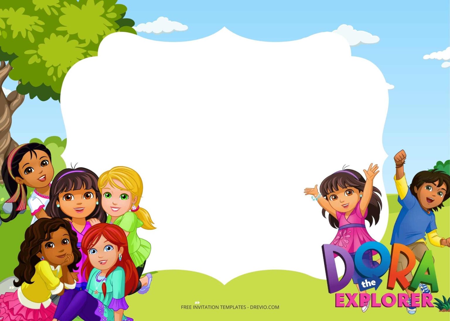 FREE Dora The Explorer Birthday Invitation Templates