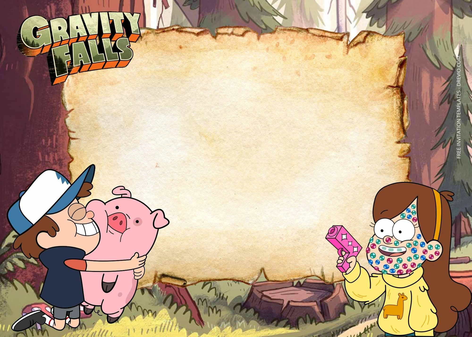 FREE Gravity Falls Birthday Invitation Templates