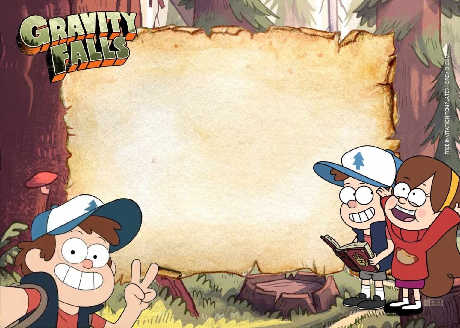 FREE Gravity Falls Birthday Invitation Templates