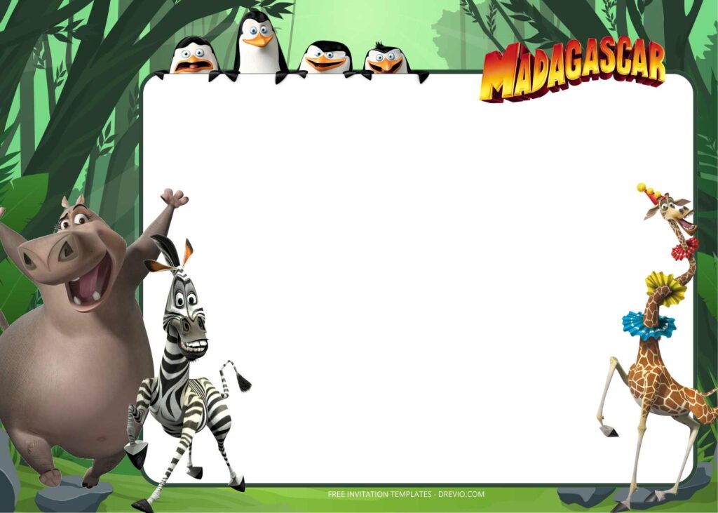 FREE Madagascar Birthday Invitation Templates