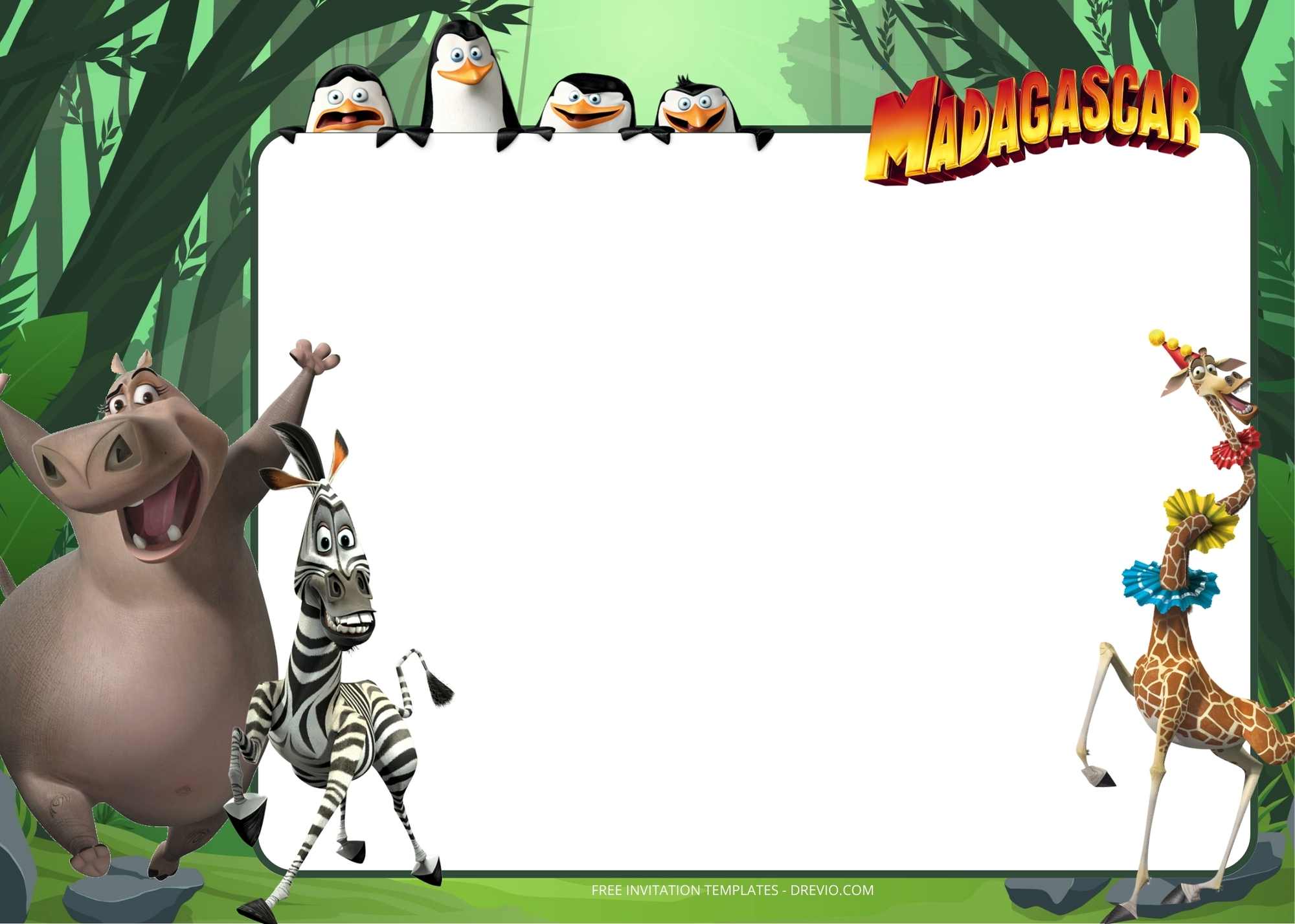 FREE Madagascar Birthday Invitation Templates