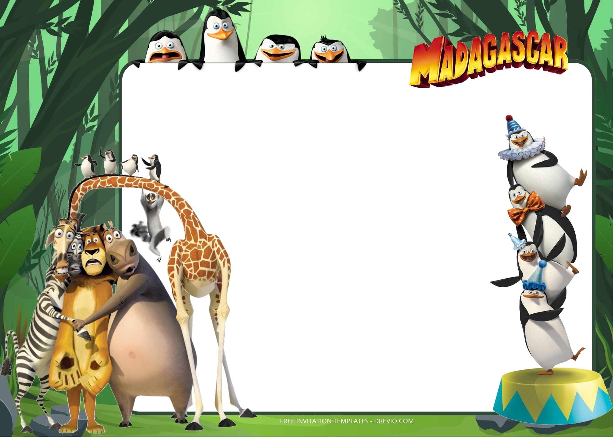 FREE Madagascar Birthday Invitation Templates