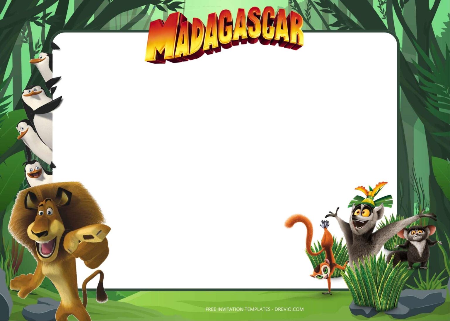 FREE Madagascar Birthday Invitation Templates