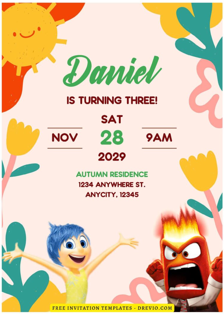 (Free Editable PDF) Colorful Inside Out Birthday Invitation Templates