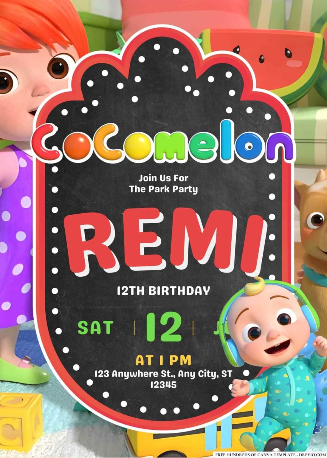 FREE Editable Cocomelon Birthday Invitations