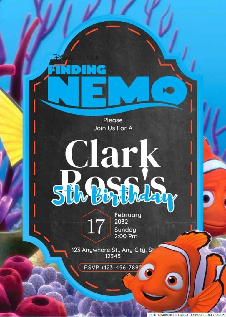 FREE Editable Finding Nemo Birthday Invitations