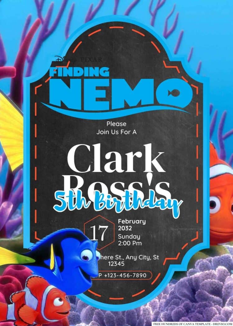 FREE Editable Finding Nemo Birthday Invitations
