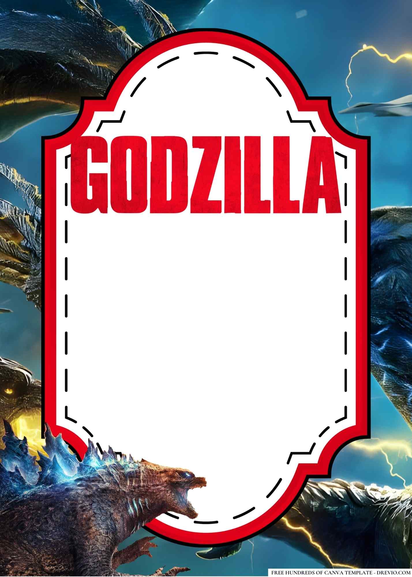 FREE Editable Godzilla Birthday Invitations