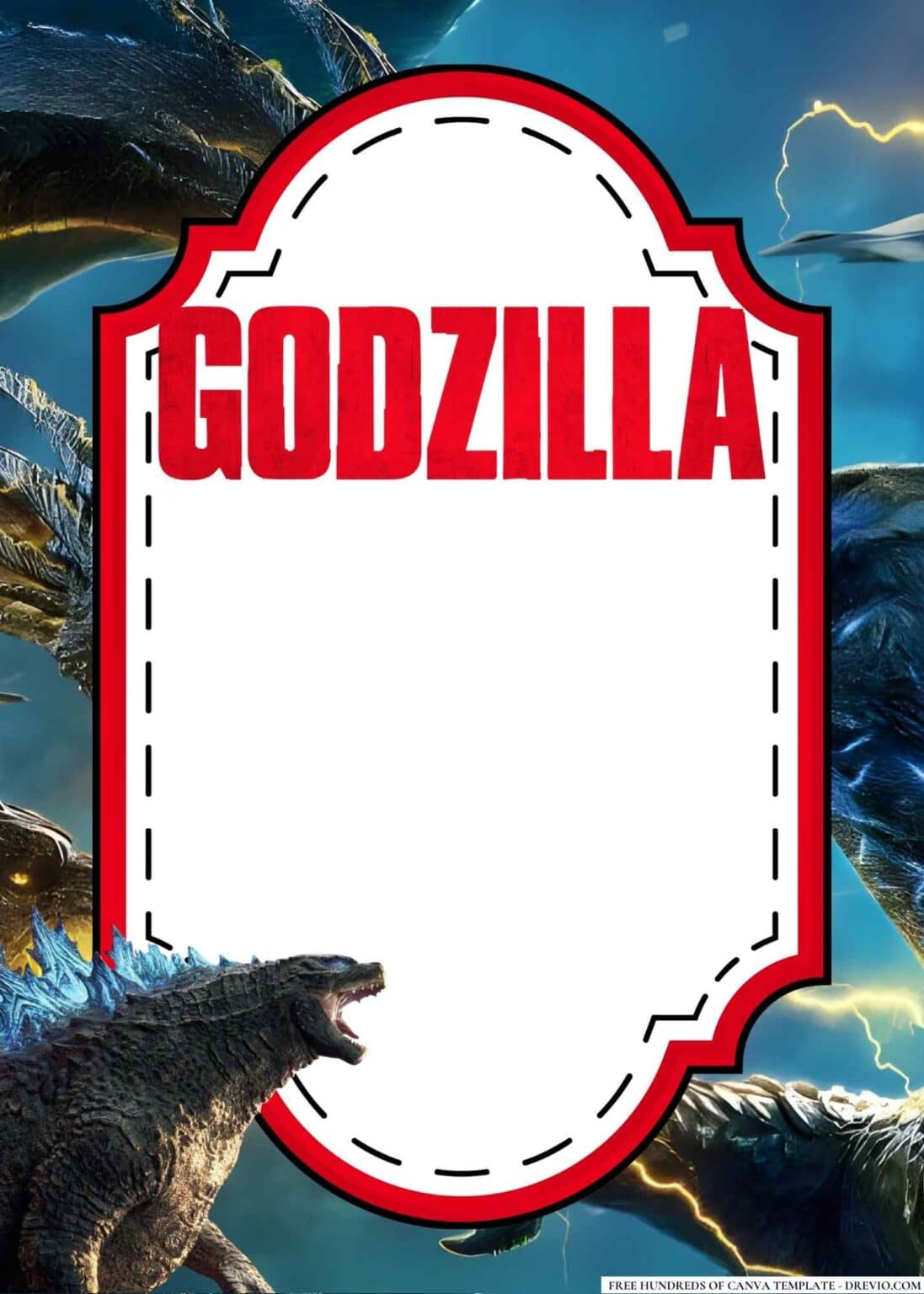 FREE Editable Godzilla Birthday Invitations