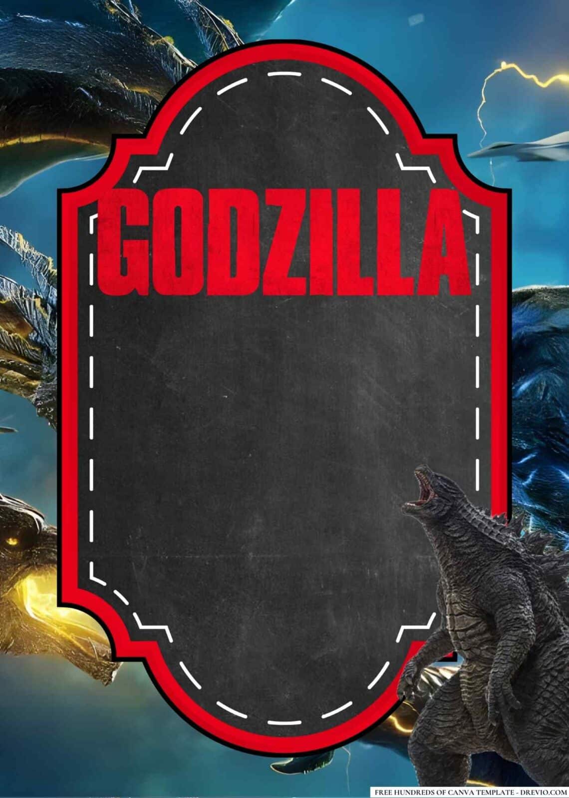 FREE Editable Godzilla Birthday Invitations