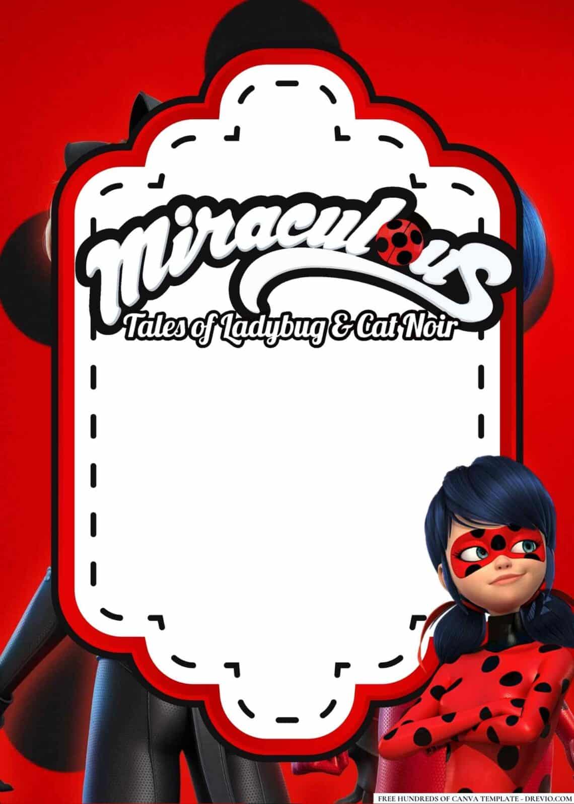 FREE Editable Miraculous Ladybug Birthday Invitations