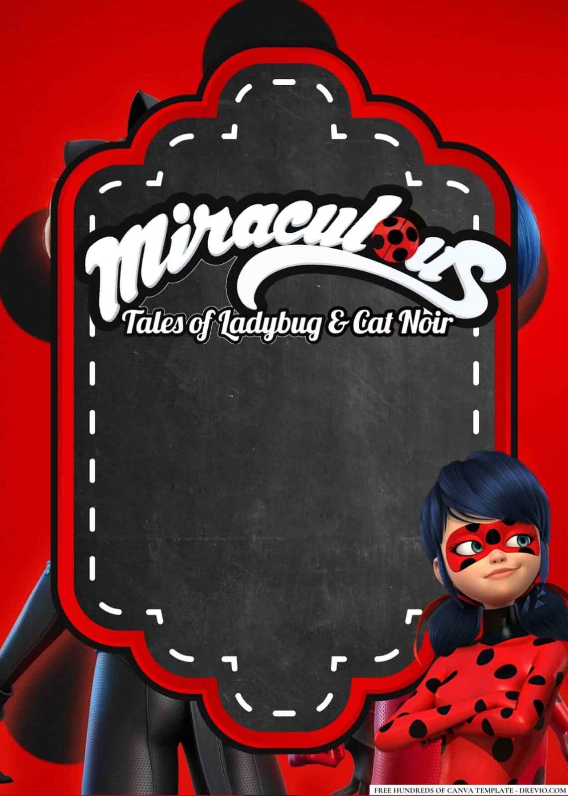 FREE Editable Miraculous Ladybug Birthday Invitations