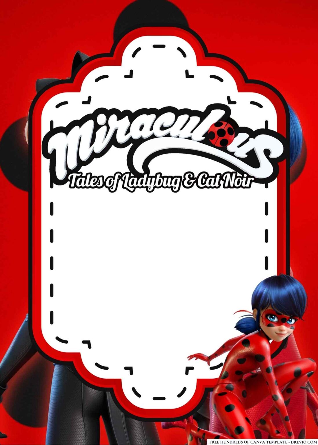 FREE Editable Miraculous Ladybug Birthday Invitations