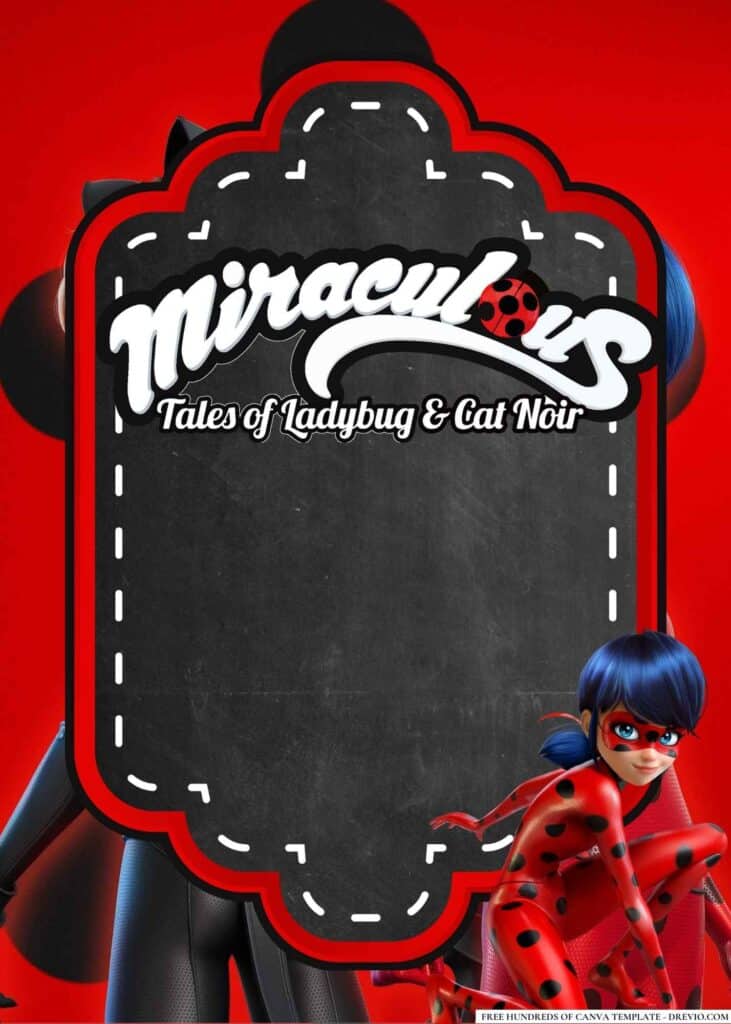 FREE Editable Miraculous Ladybug Birthday Invitations