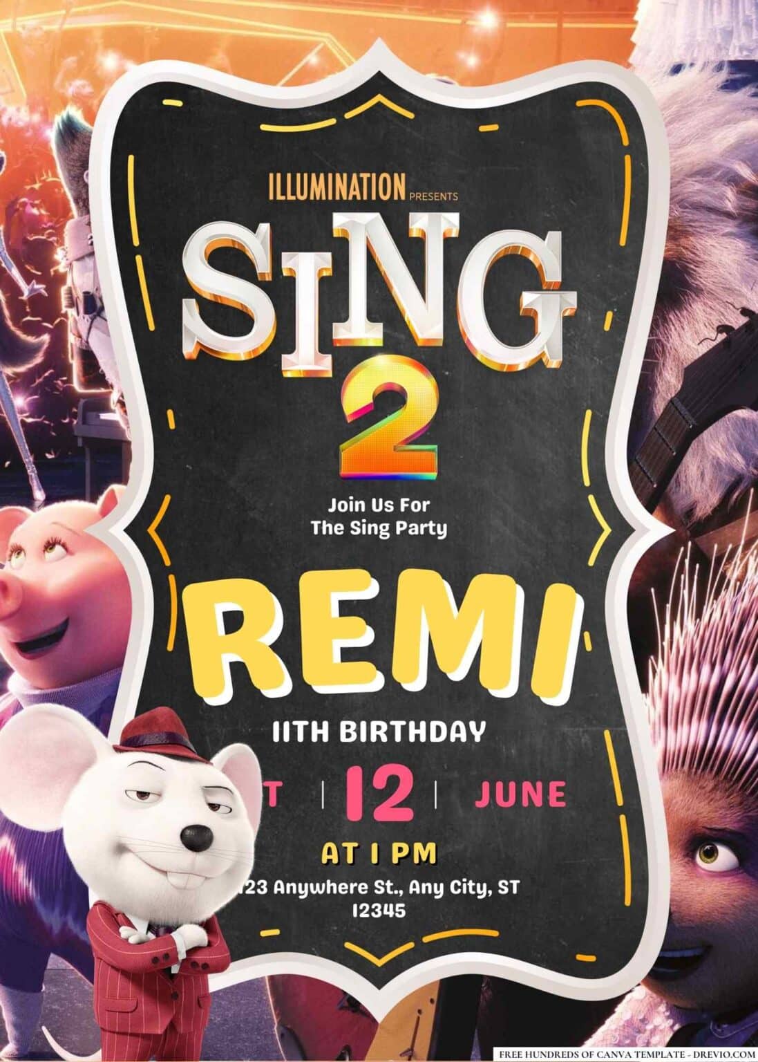 FREE Editable Sing 2 Birthday Invitations & Party Ideas