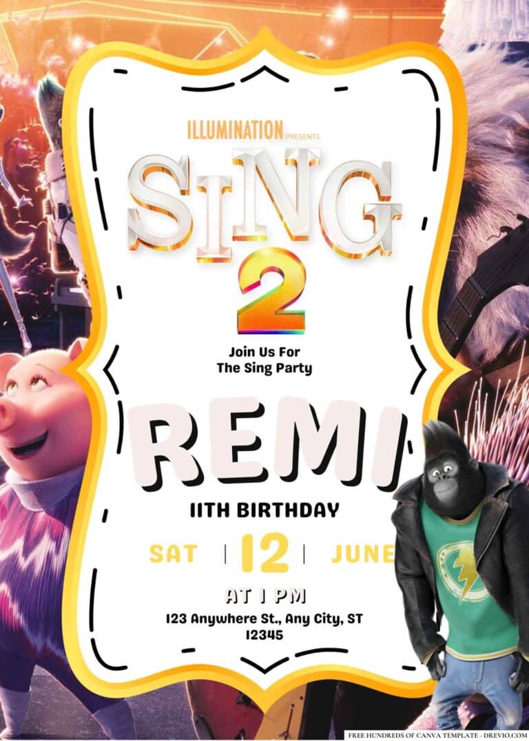 FREE Editable Sing 2 Birthday Invitations & Party Ideas