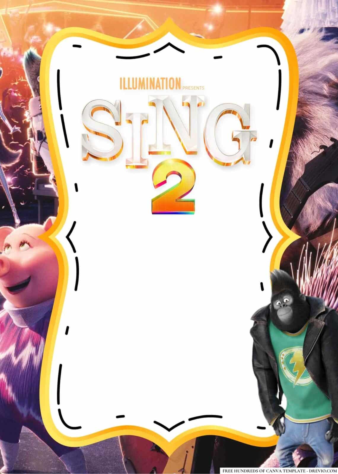 FREE Editable Sing 2 Birthday Invitations & Party Ideas