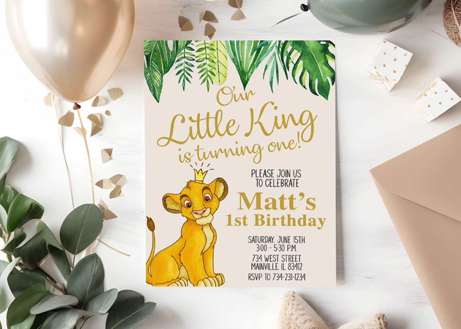 FREE Editable Lion King Birthday Invitations