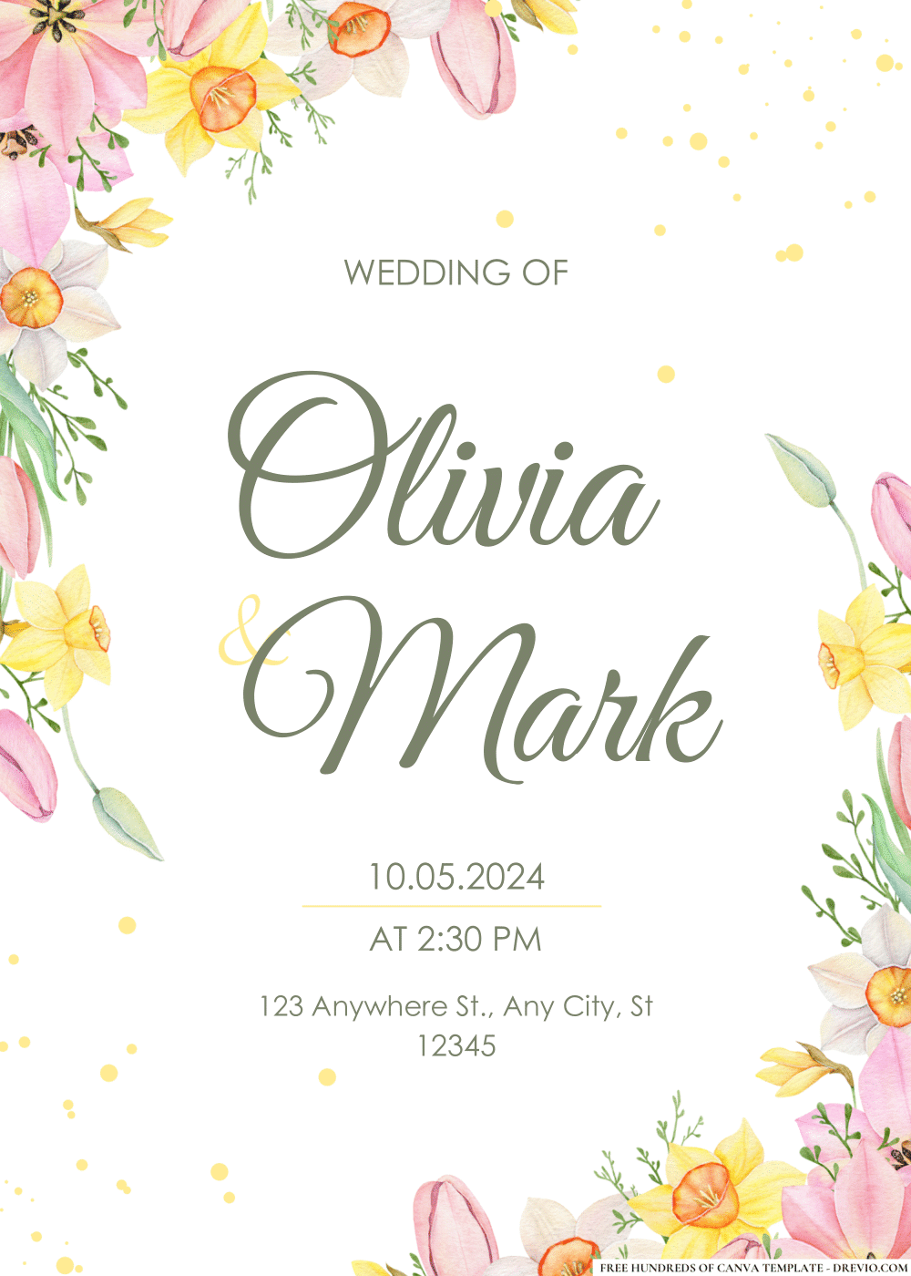 FREE PDF Invitation - Spring Watercolor Floral Wedding Invitations