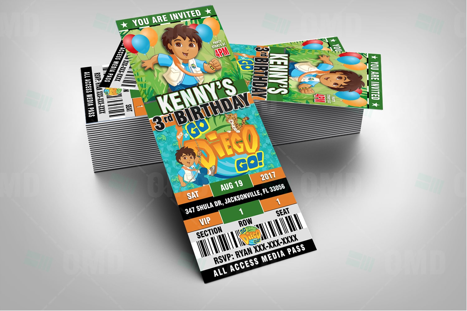 (Easily Edit PDF Invitation) Go Diego Go Jungle Party Invitation
