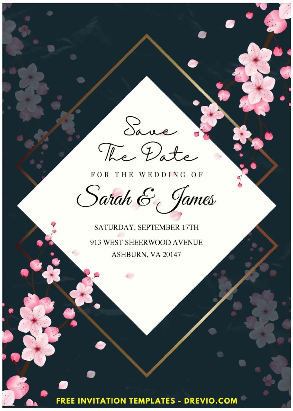 (Easily Edit PDF Invitation) Zen Garden Sakura Wedding Invitation