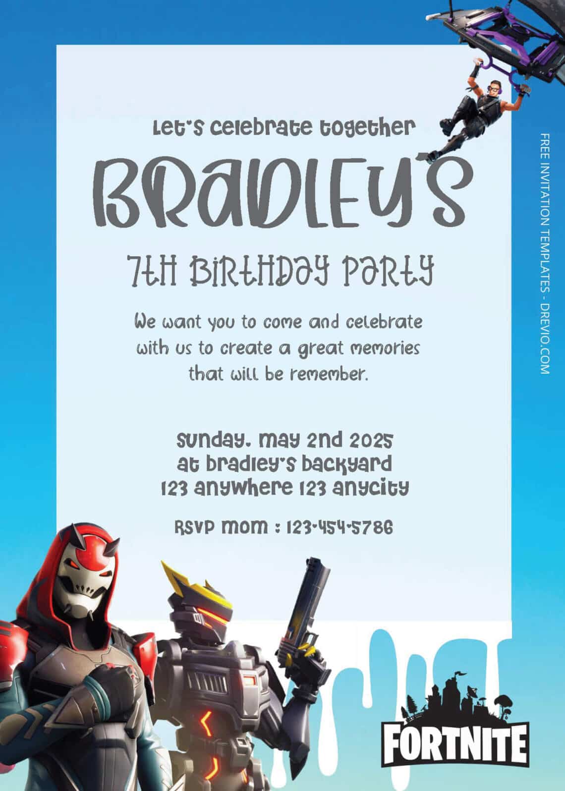 FREE Editable PDF - Fortnite Birthday Invitation Templates