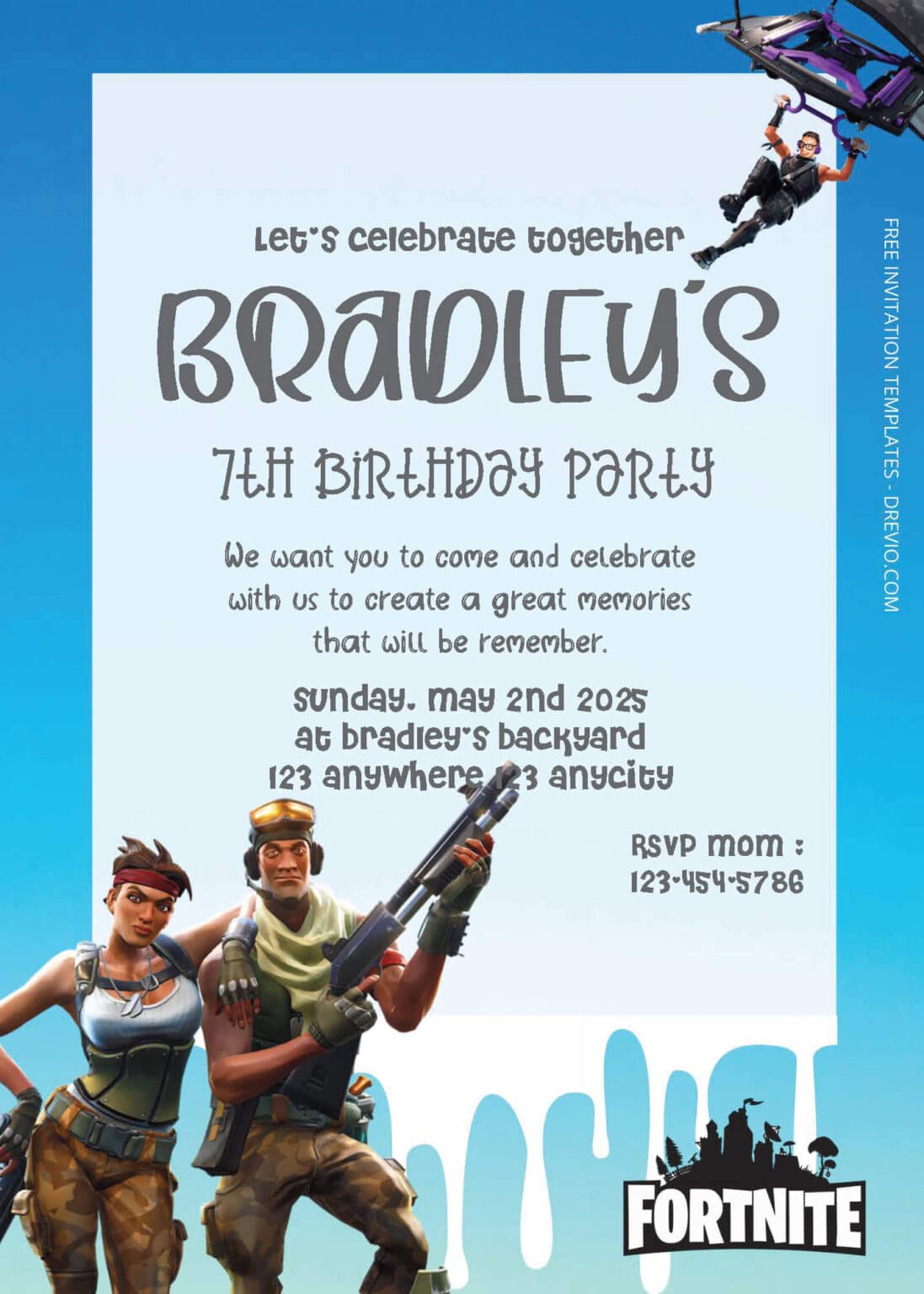 FREE Editable PDF - Fortnite Birthday Invitation Templates