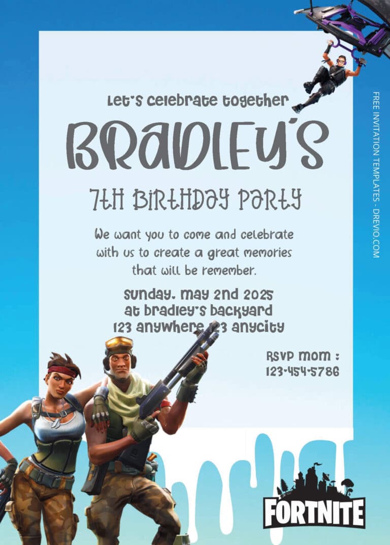 FREE Editable PDF - Fortnite Birthday Invitation Templates