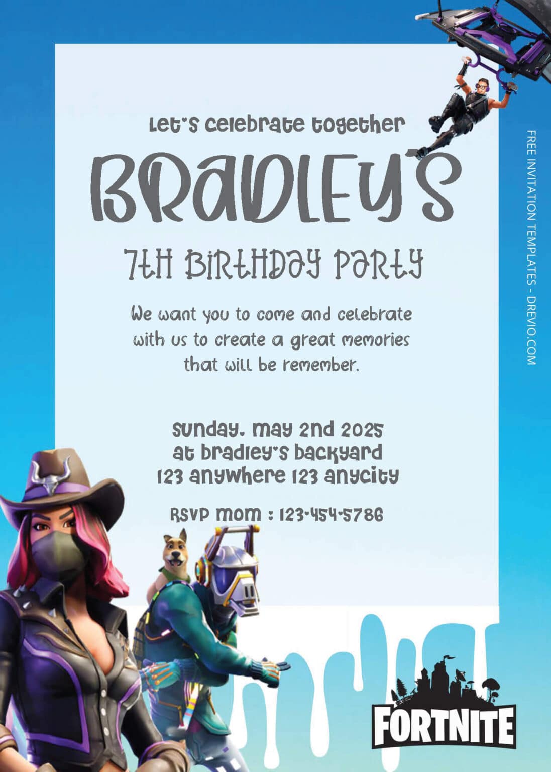 FREE Editable PDF - Fortnite Birthday Invitation Templates