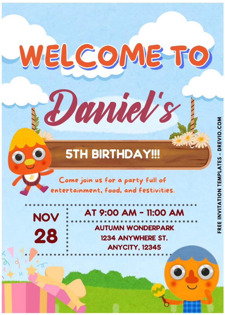 (Easily Edit PDF Invitation) Lovely Noodle & Pals Birthday Invitation