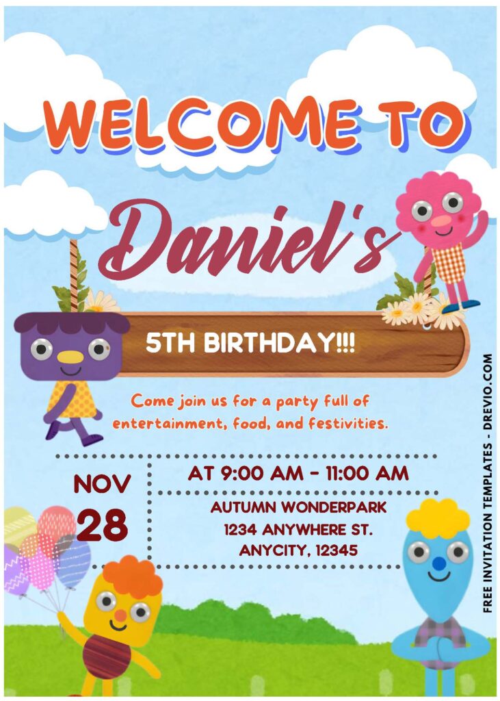 (Easily Edit PDF Invitation) Lovely Noodle & Pals Birthday Invitation