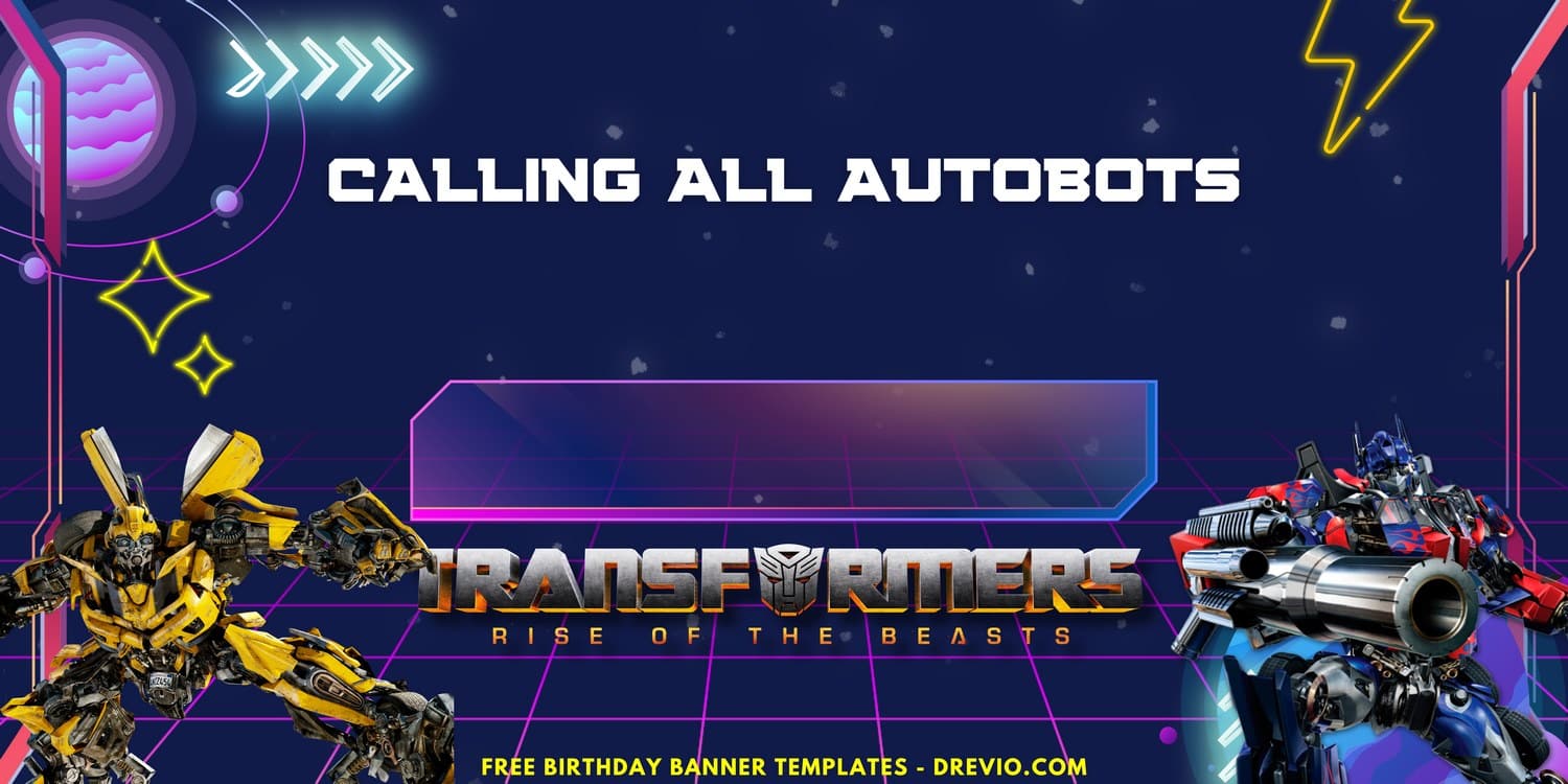(Free Canva Template) Awesome Transformers Birthday Backdrop Templates