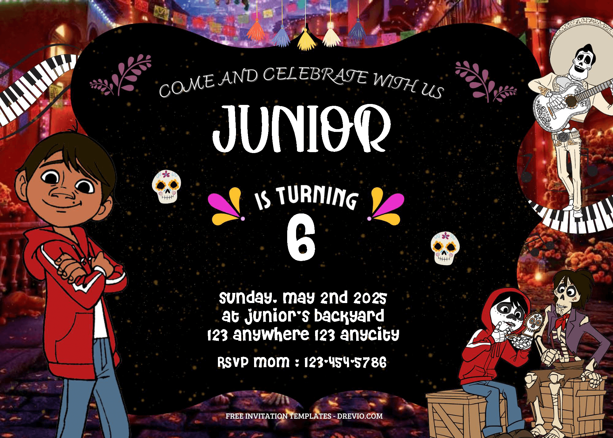 ( FREE Editable PDF ) Festive Coco Birthday Invitation Templates