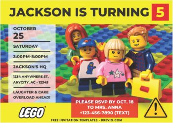 (Free PDF Invitation) Lego Building Block Birthday Invitation